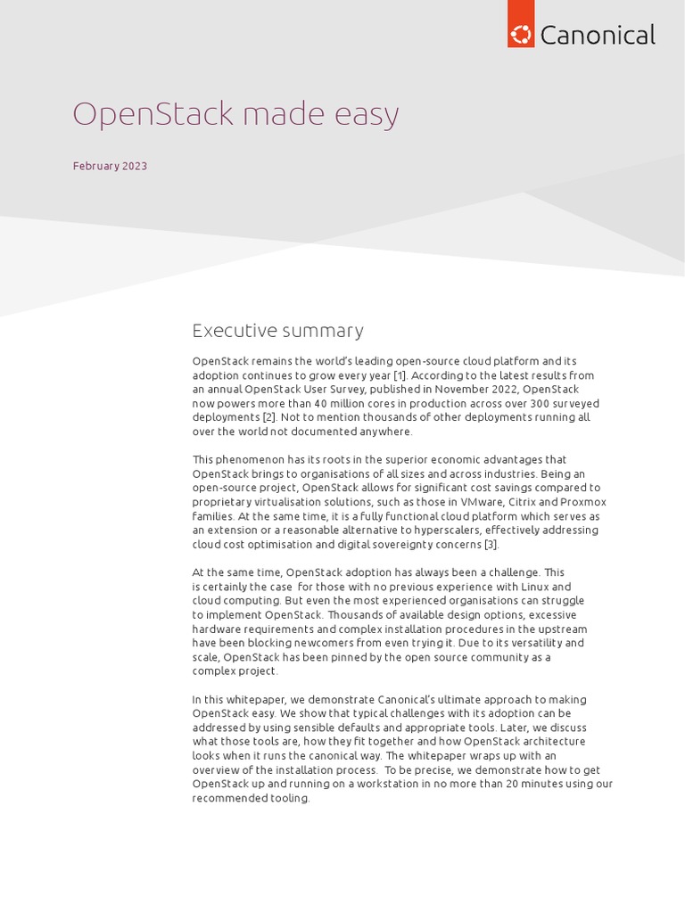 Openstack Made Easy: Executive Summary | PDF | Open Stack | Cloud Computing