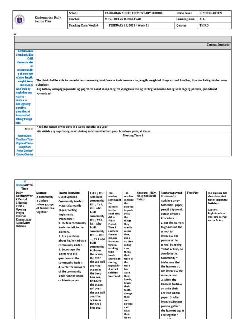 Kinder-New-DLL Week21 - Day4 | PDF | Cognition | Behavior Modification
