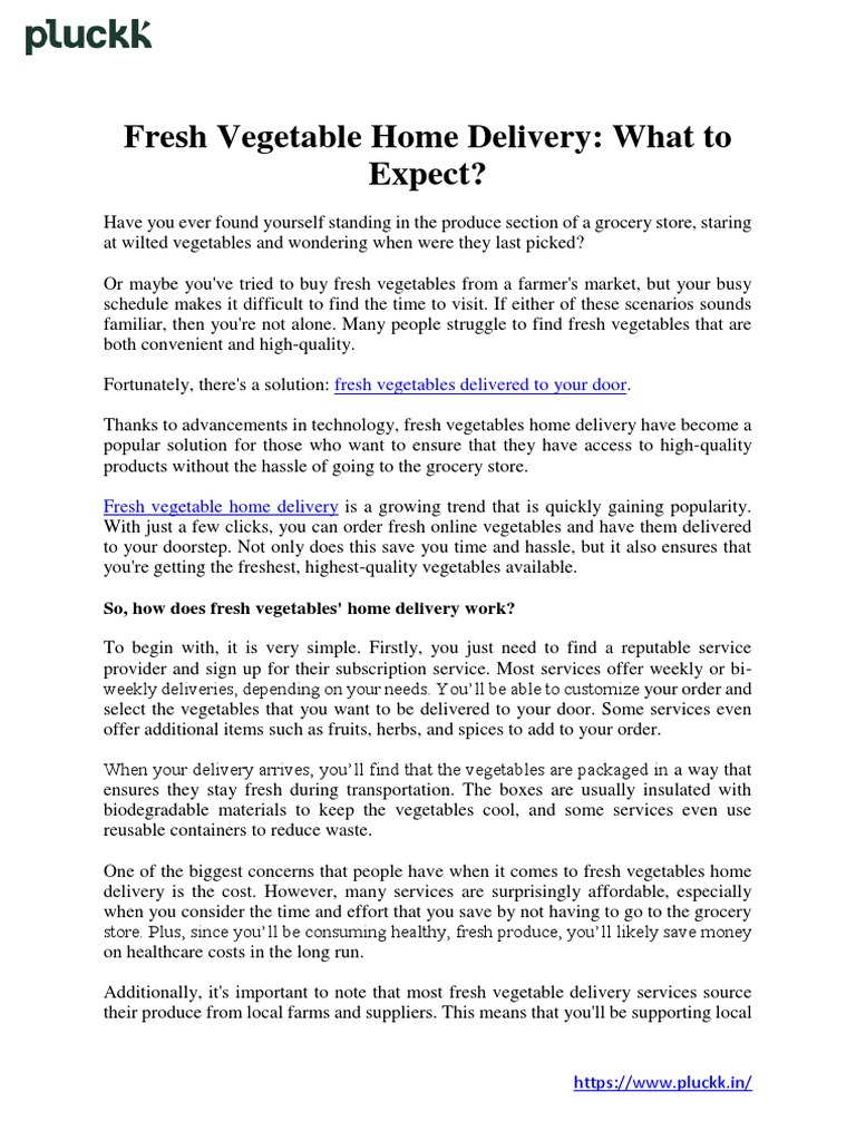 Fresh Vegetable Home Delivery What To Expect | PDF | Vegetables ...