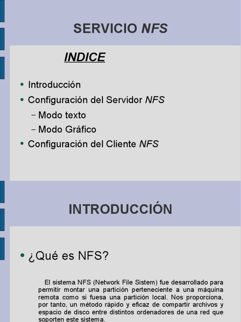 Presentacion NFS | PDF | Arquitectura Computacional Distribuida | Software utilitario