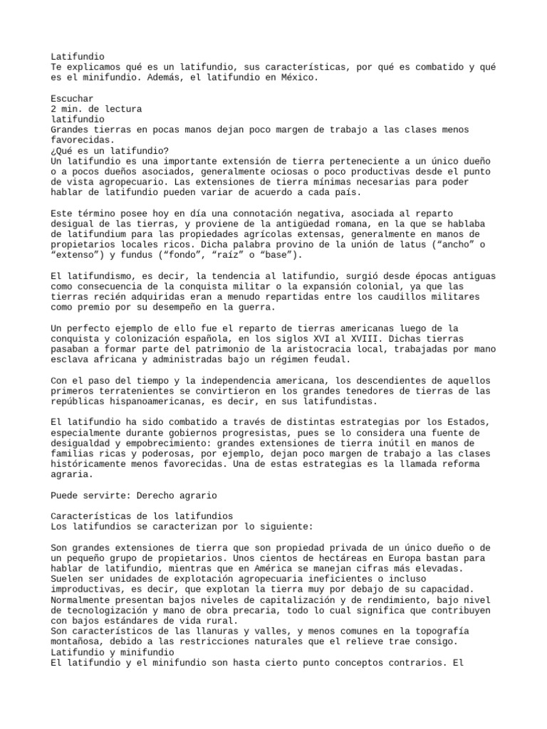 Latifundio | PDF | Agricultura | Economias Latifundio | PDF | Agricultura | Economias
