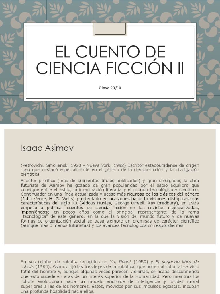 El Cuento de Ciencia Ficción II | PDF | Robot | Robótica