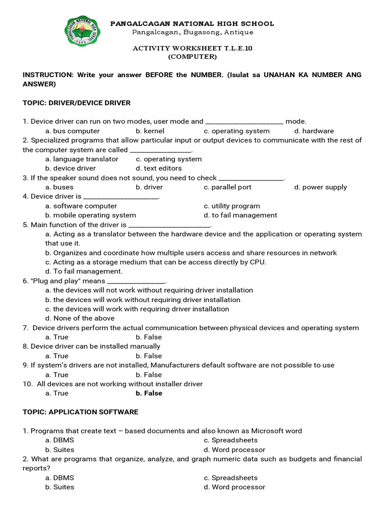 Tle 10 - Print | PDF | Operating System | Device Driver