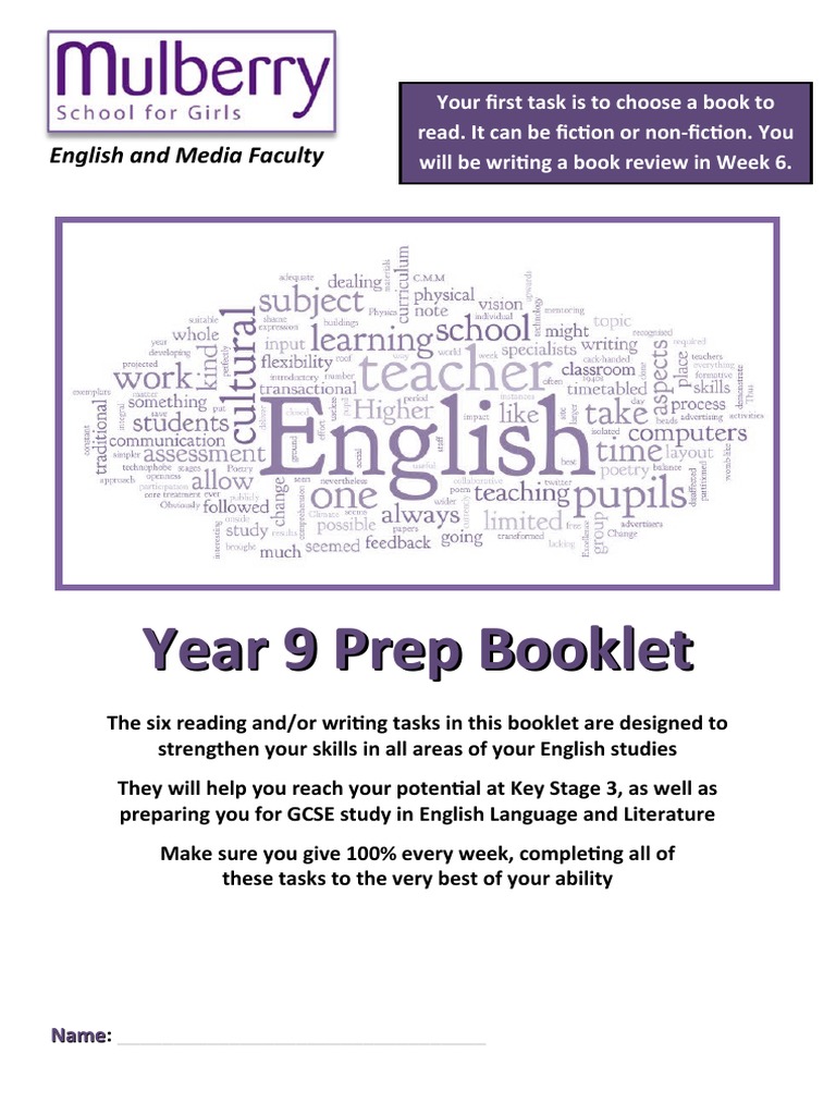 Year 9 Reading and Writing Task Booklet | Download Free PDF | Schools