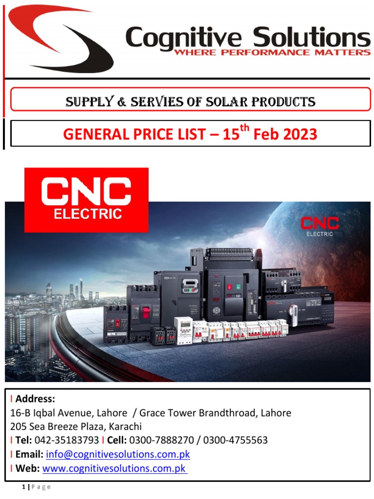 Solar Products Price List - Feb 2023 | PDF | Fuse (Electrical) | Relay