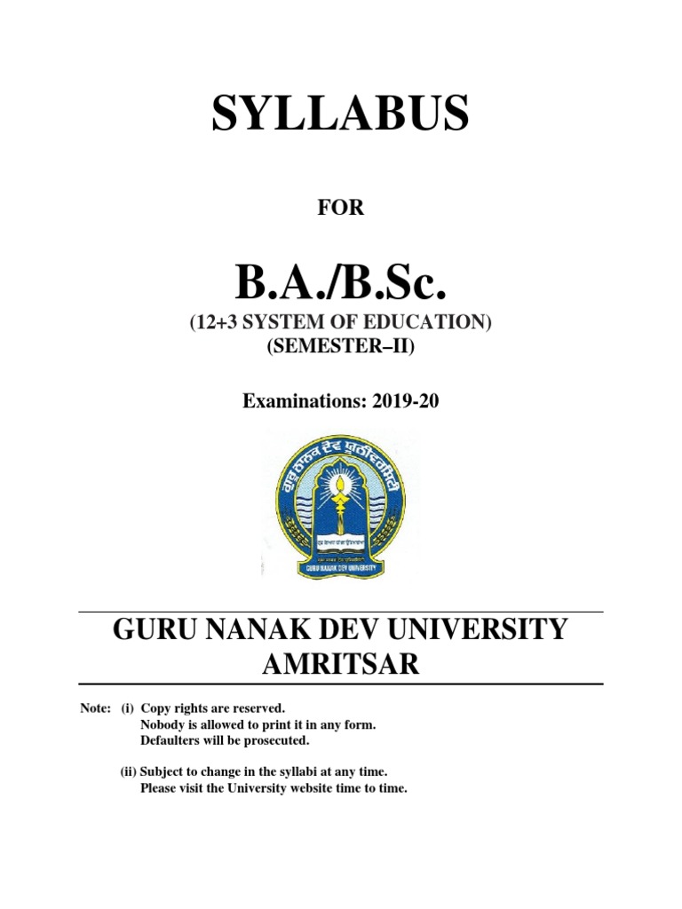 Syllabus: Guru Nanak Dev University Amritsar | PDF | Mughal Empire ...