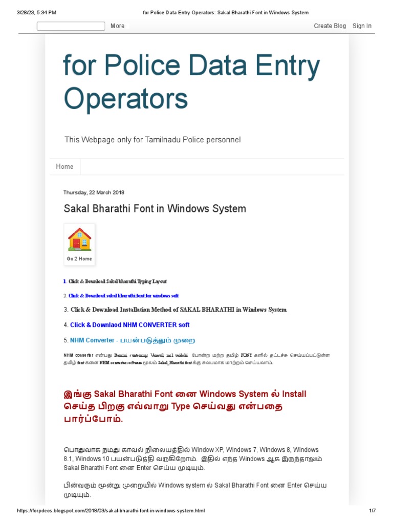 Data Entry Operators - Sakal Bharathi Font in Windows System | PDF