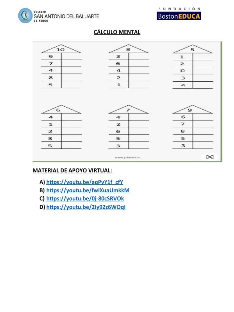 Cálculo Mental 2° Basico | PDF