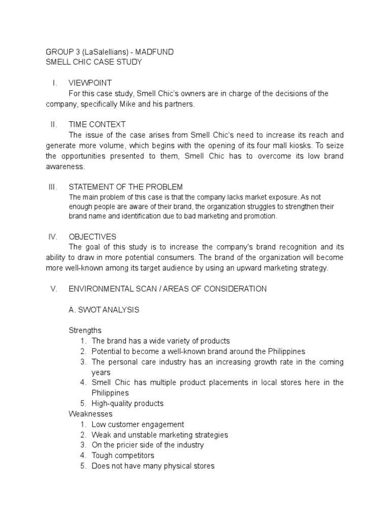 Smell Chic Case Study | PDF | Brand | Marketing