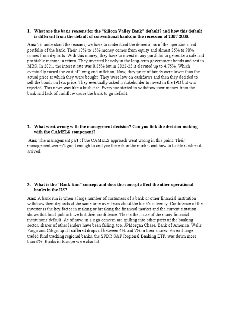 Silicon Valley Bank Default Analysis | PDF | Cost Of Living | Banks