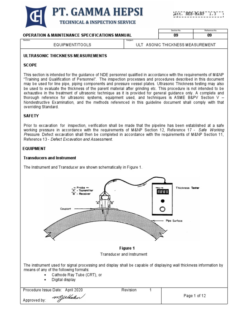 SOP UT Thickness | PDF | Nondestructive Testing | Ultrasound