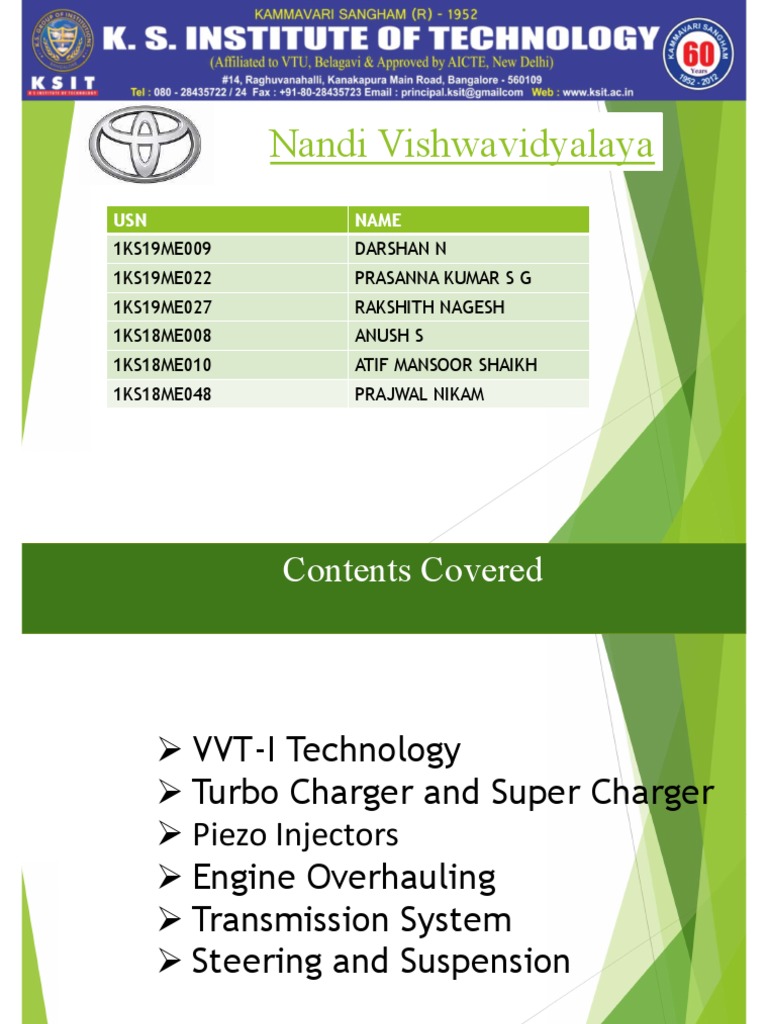 Toyota Internship Report | PDF | Steering | Turbocharger