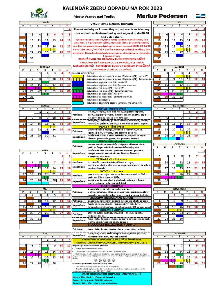 Harmonogram Sep. Zberu A TKO Na Rok 2023 | PDF