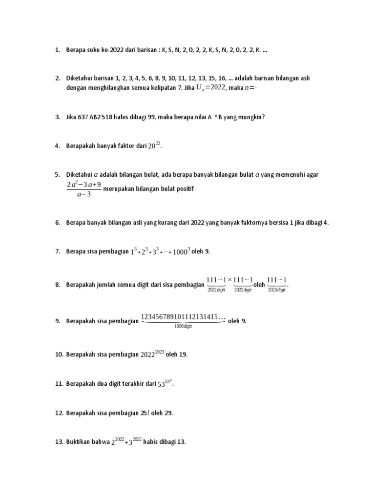 Soal teori bilangan | PDF