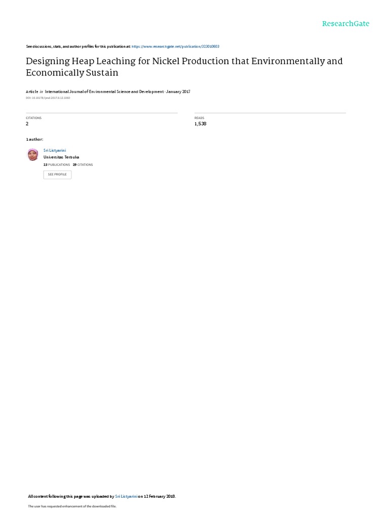 Designing Heap Leaching For Nickel Production That | PDF | Nickel ...