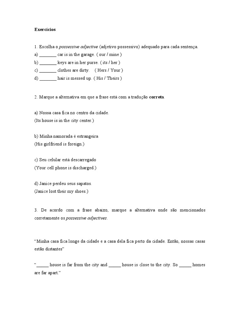 Exercícios de Inglês | PDF