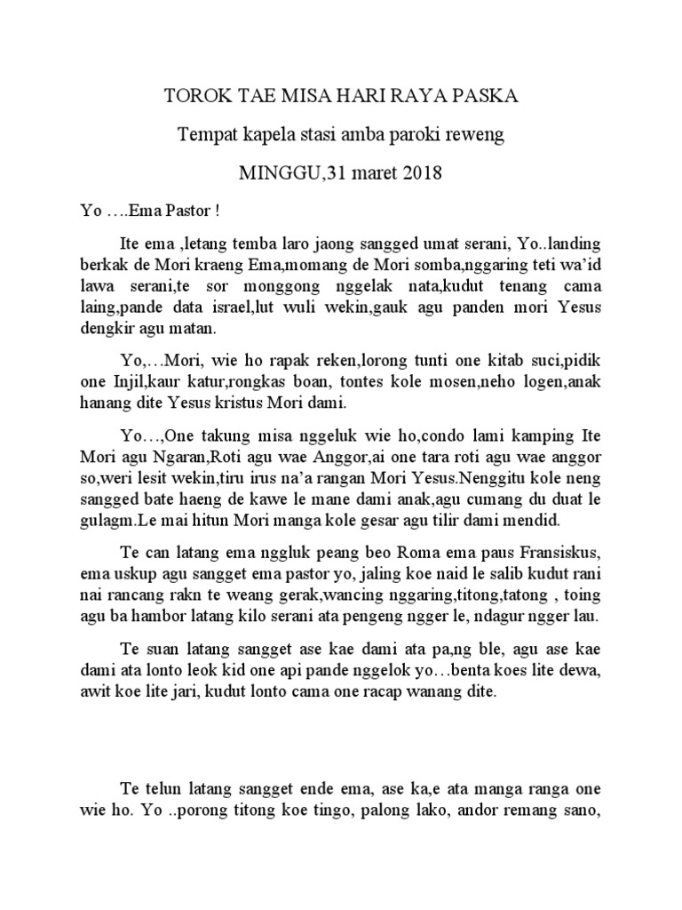 Torok Tae Misa Hari Raya Paska | PDF | Religion & Spirituality