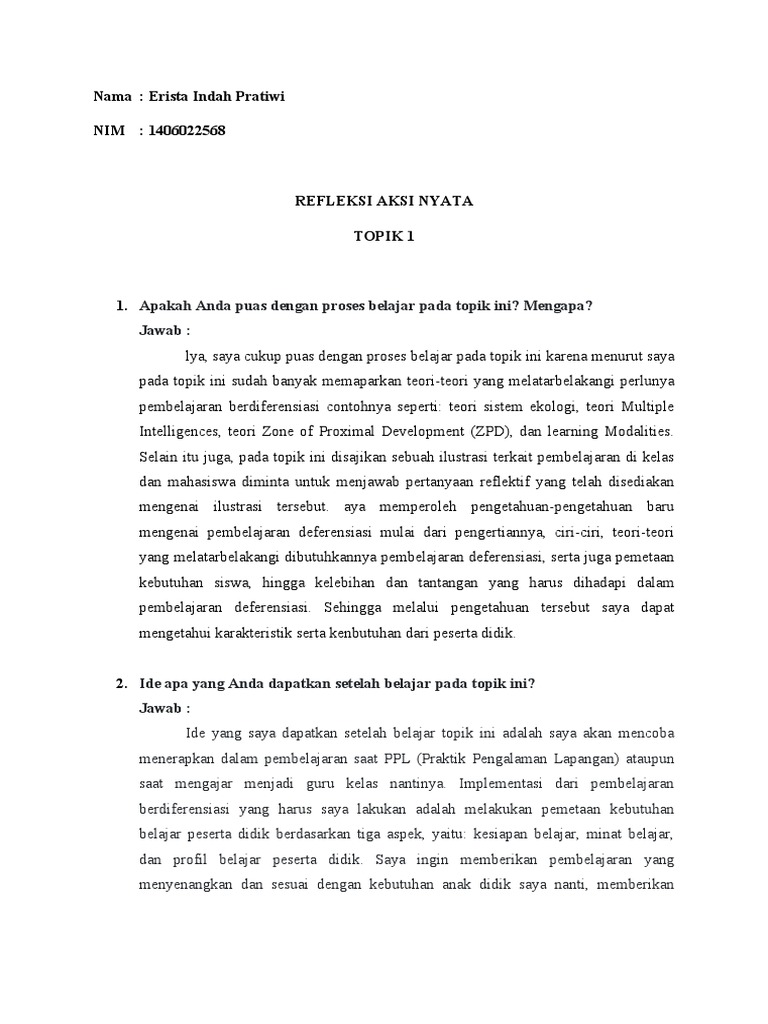 Aksi Nyata Topik 1 Berdiferensiasi | PDF