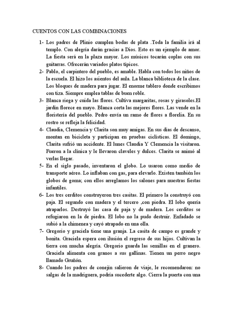 Cuentos Con Las Combinaciones | PDF