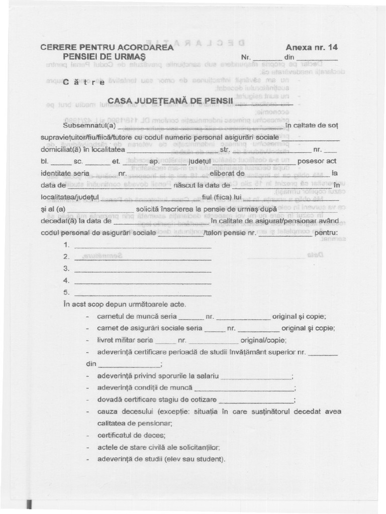 Cerere Pensie Urmas | PDF
