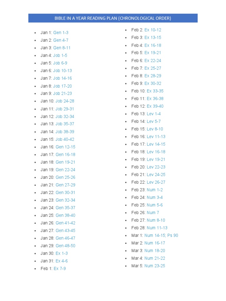 Bible in A Year (Chronological Order) | PDF | Books Of The Bible ...