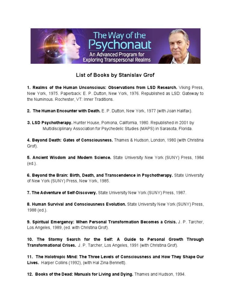List of Books by Stanislav Grof | PDF | Cognitive Science | Psychology