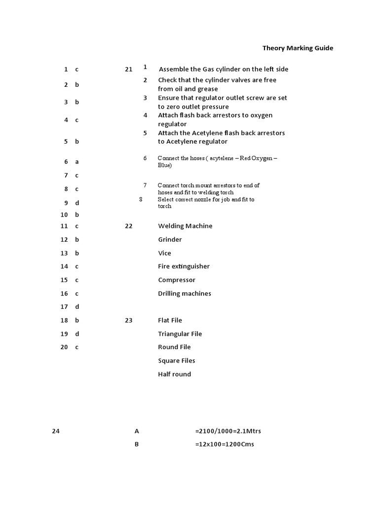 Theory Marking Guide-1 | PDF | Welding | Construction