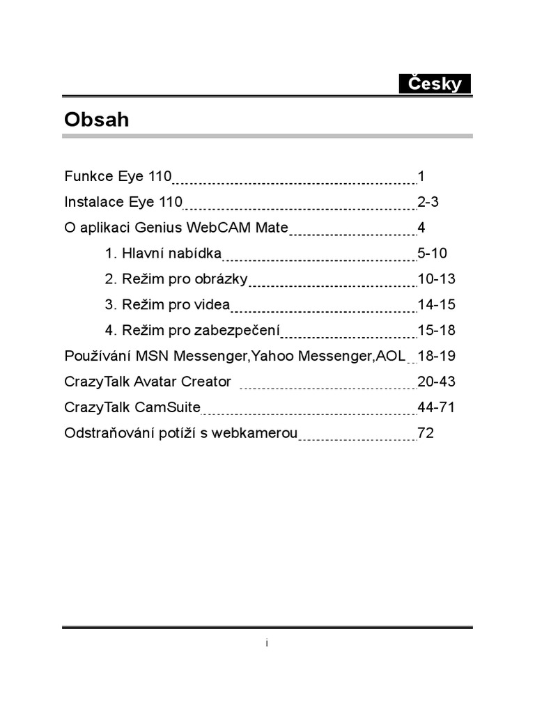 Eye 110-R2 Manual-Czech | PDF