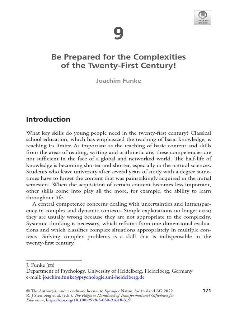 Funke - 2022 - Be Prepared For The Complexities of The Twenty-First Century | PDF | Intellectual ...