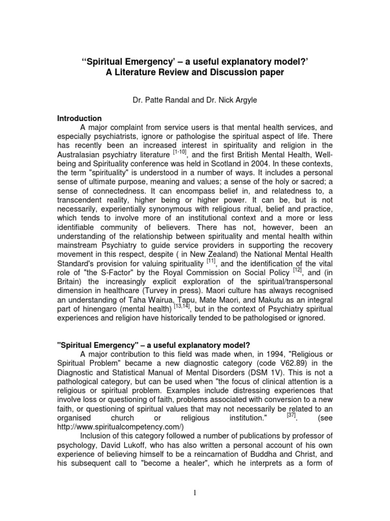 Spiritual Emergency' - A Useful Explanatory Model?' | PDF | Mental ...
