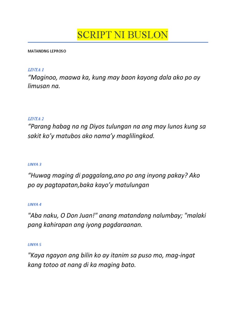 Ibong Adarna Whole Script | PDF