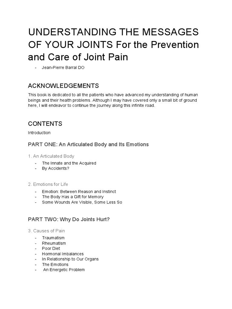 Understanding The Messages of Your Joints | PDF | Emotions | Injury