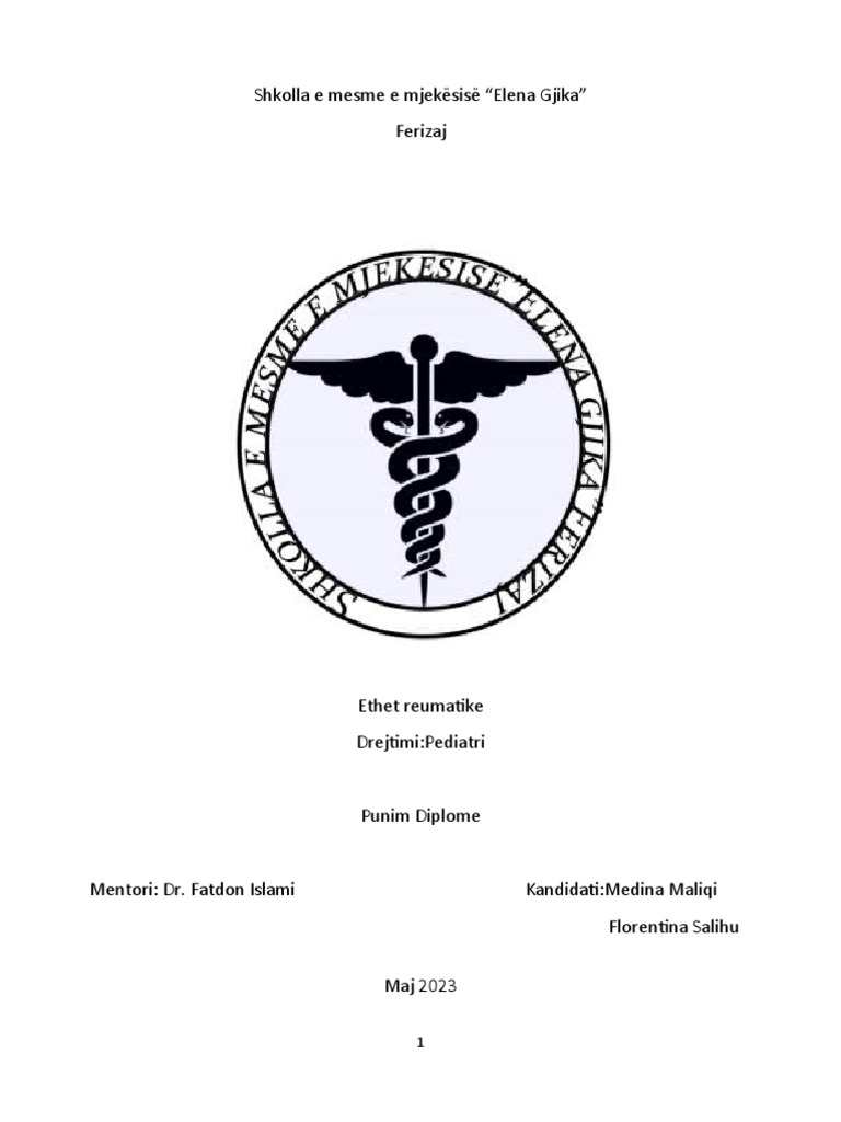 Shkolla e Mesme e Mjekësisë "Elena Gjika" Ferizaj | PDF