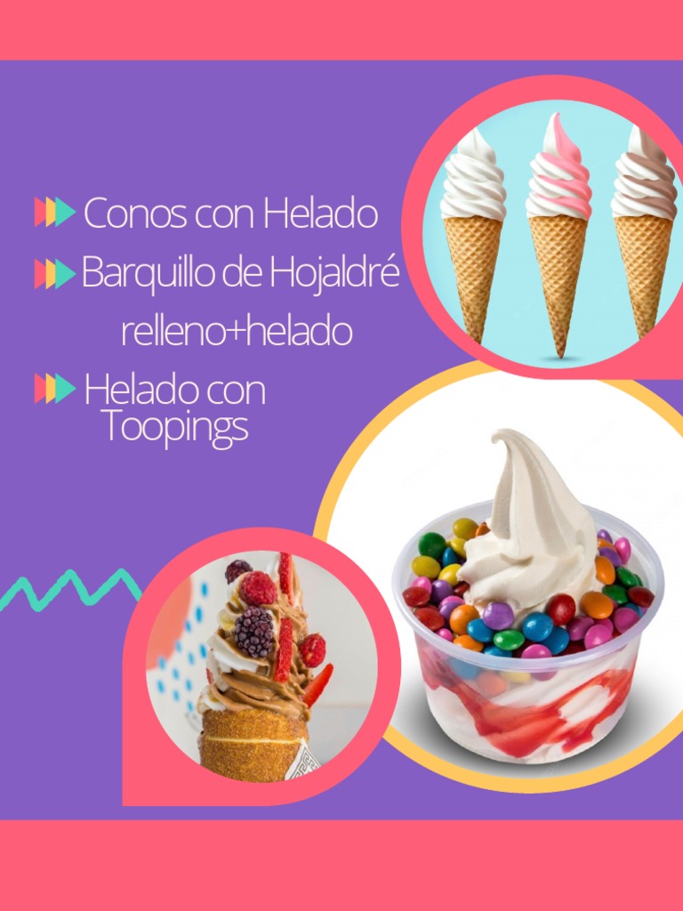 Conos Con Helado Barquillo de Hojaldré Relleno+helado Helado Con ...