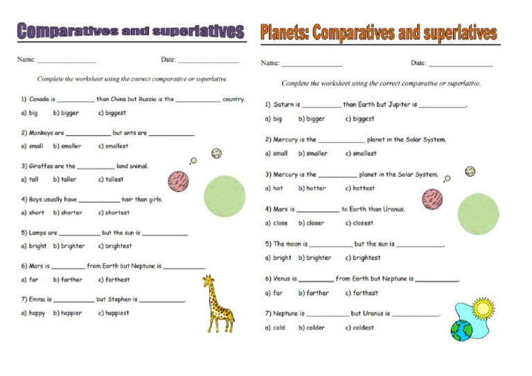 Comparativos y Superlativos Ejercicio 2 | PDF