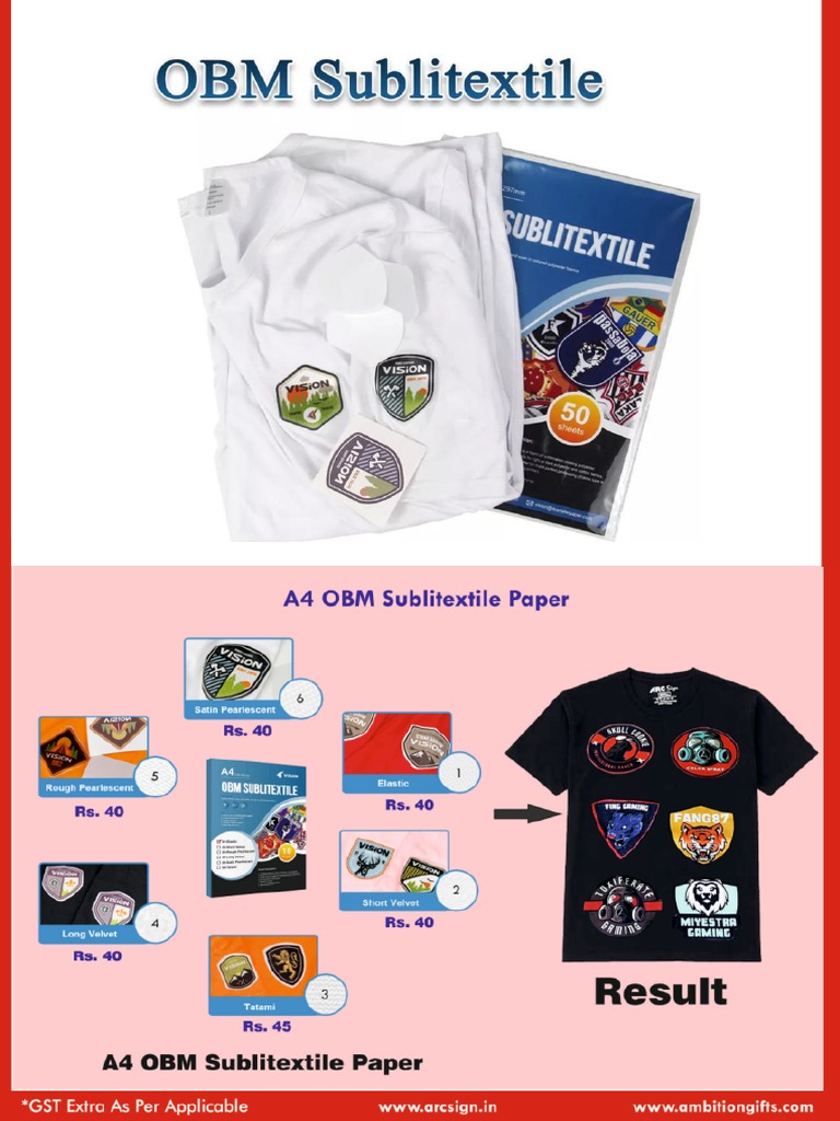 Sublimation A4 Obm Sublitextile Paper | PDF