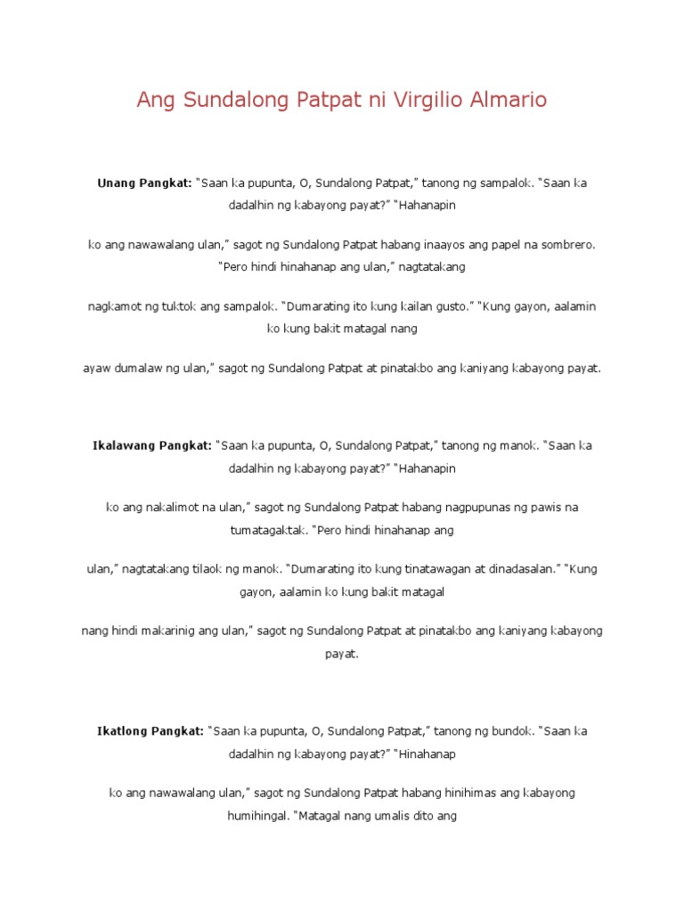 Ang Sundalong Patpat Ni Virgilio Almario | PDF