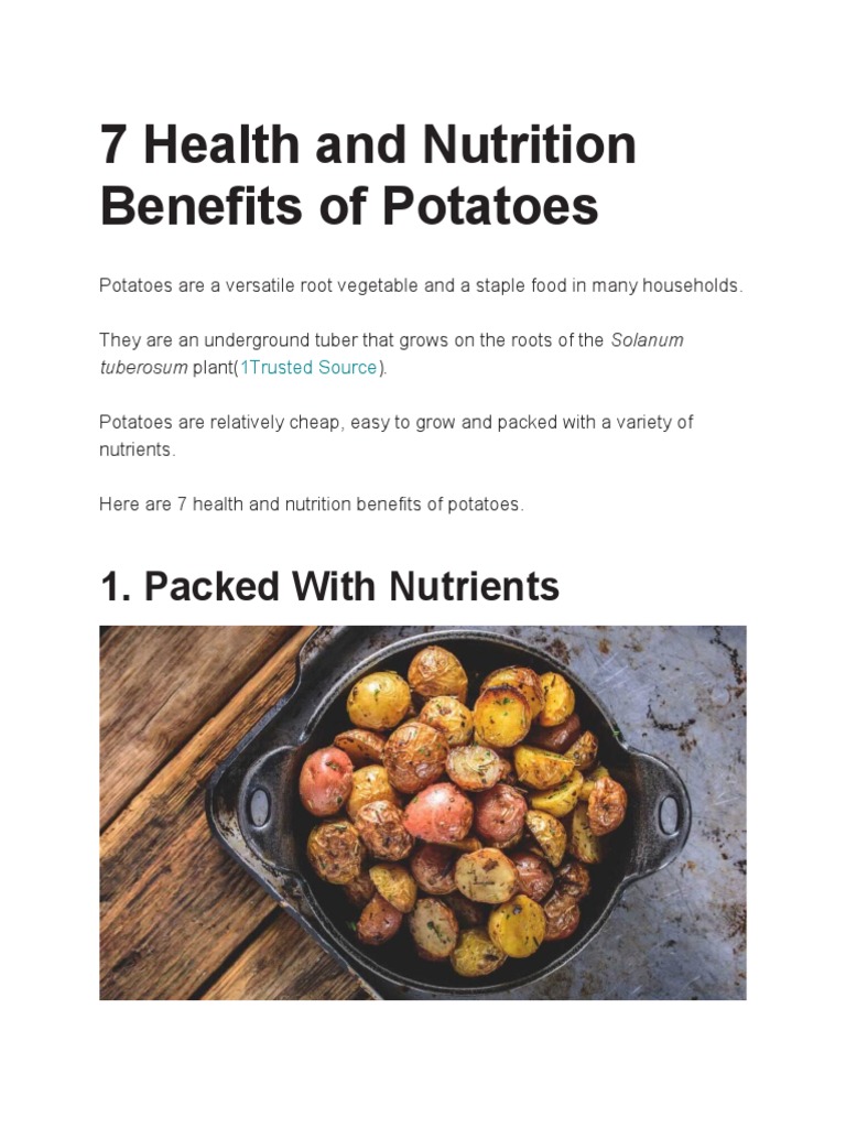 7 Health and Nutrition Benefits of Potatoes: 1. Packed With Nutrients ...