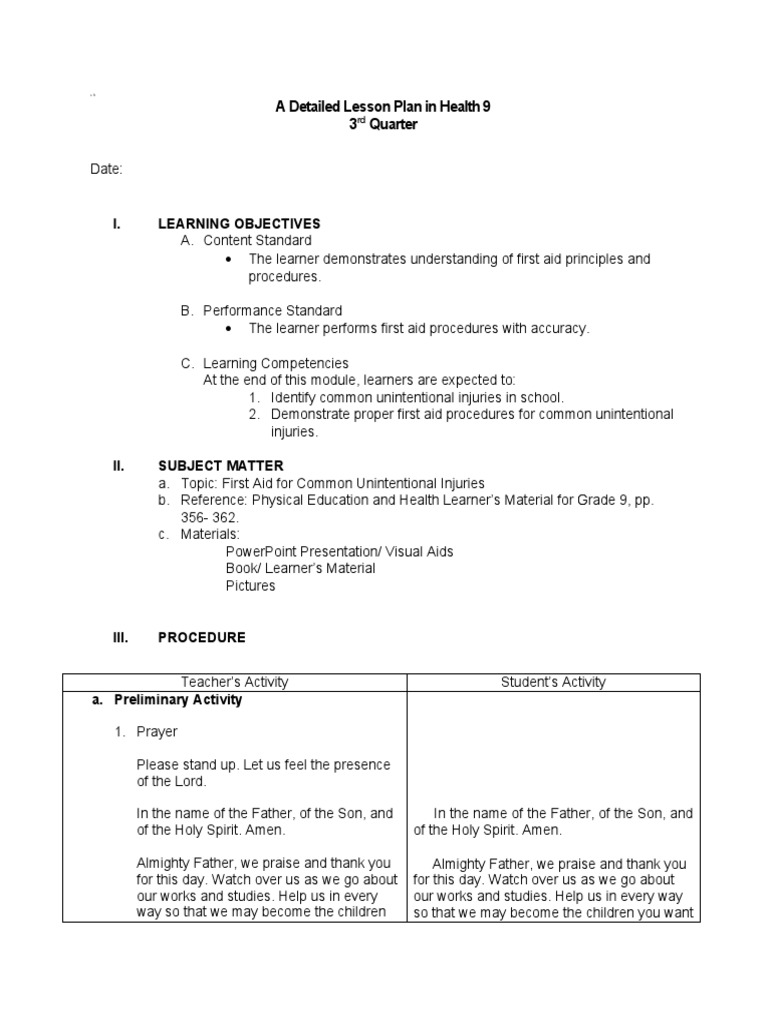 First Aid for Grade 9 Unintentional Injuries | PDF | Injury | First Aid