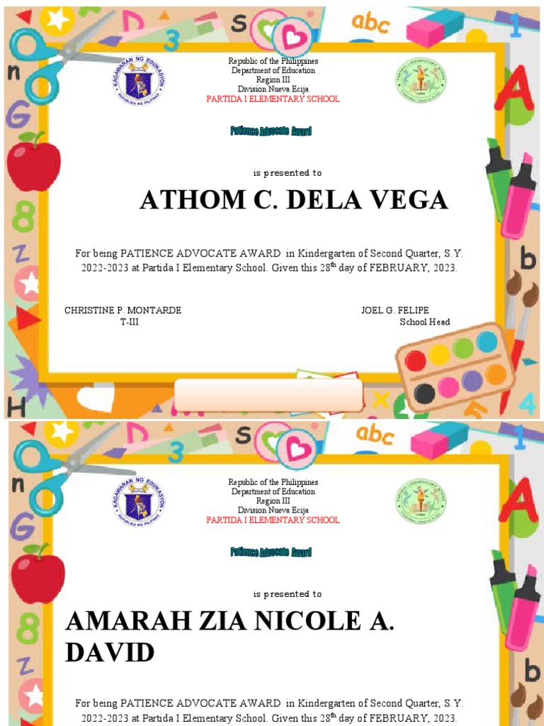 Batang Maasahan Saka Pateience Advocate Award | PDF