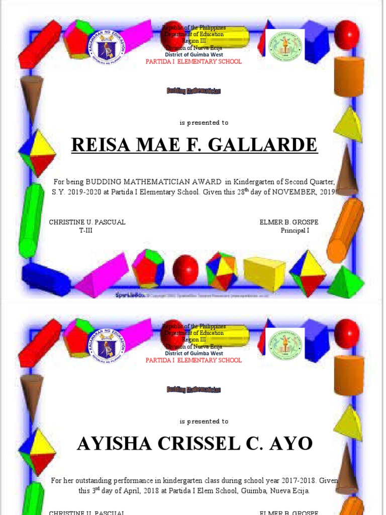 Budding Mathematician Award | PDF | Social Institutions | Philippines