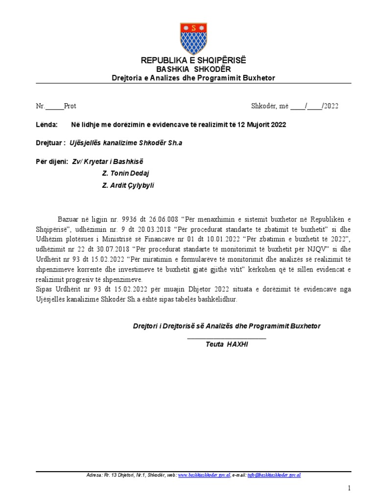 Republika E Shqipërisë: Bashkia Shkodër Drejtoria e Analizes Dhe ...