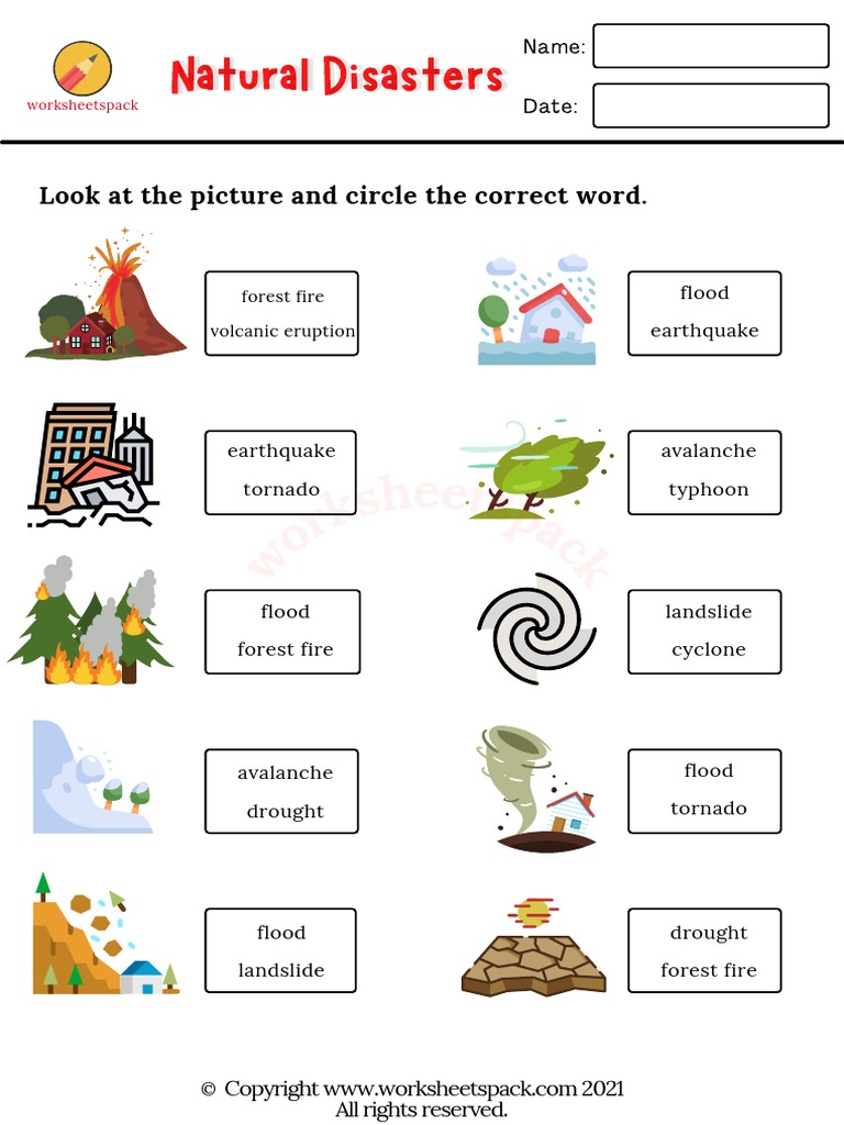 Natural Disasters Worksheets | PDF
