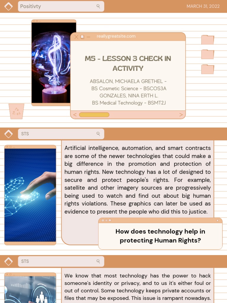 M5 - Lesson 3 Check in Activity: Positivty | PDF | Social Science | Technology & Engineering