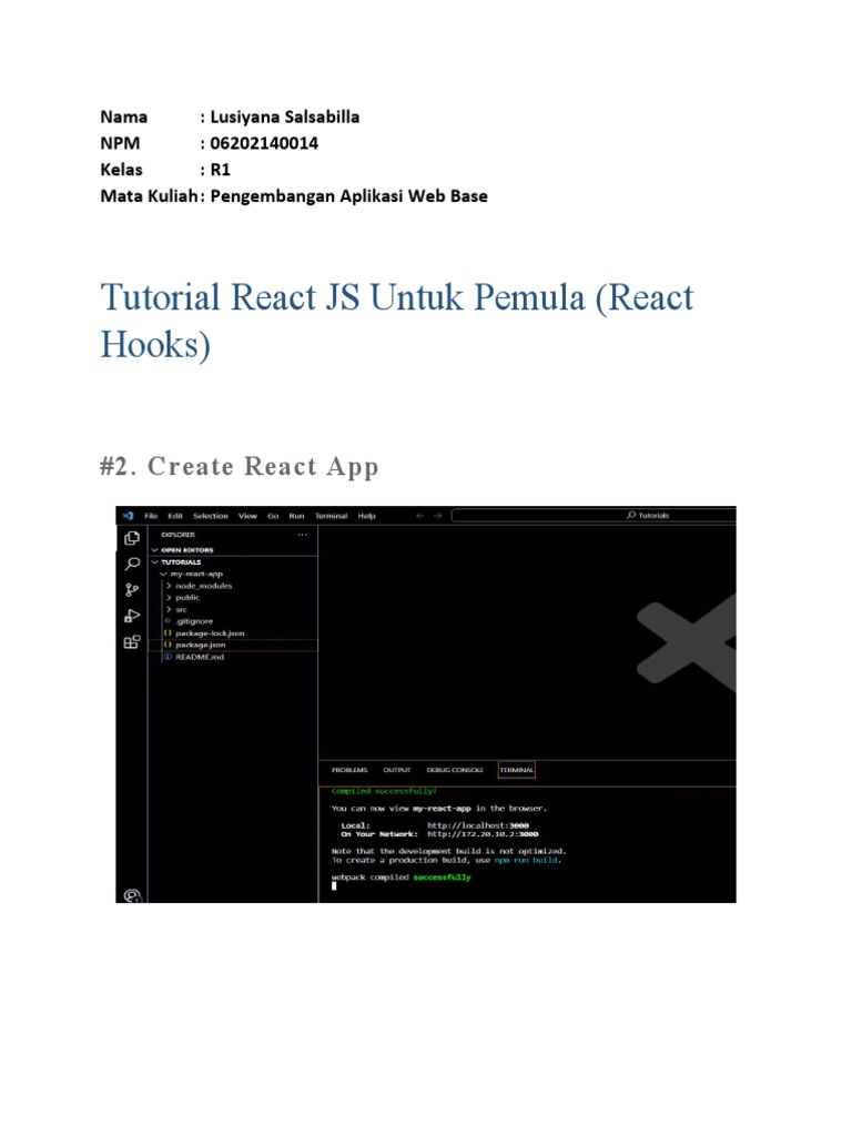 Tutorial React JS Untuk Pemula (React Hooks) | PDF