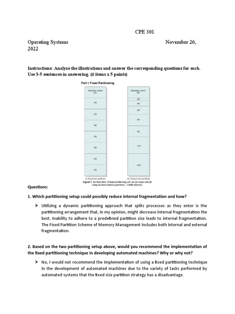 CPE 301 Operating Systems November 26, 2022 | PDF | Process (Computing ...