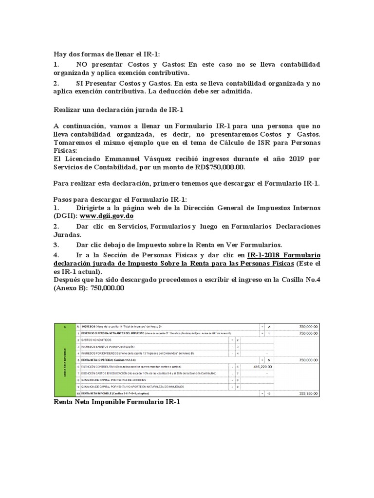 Práctica IR-1 | PDF | Impuesto sobre la renta | Impuestos