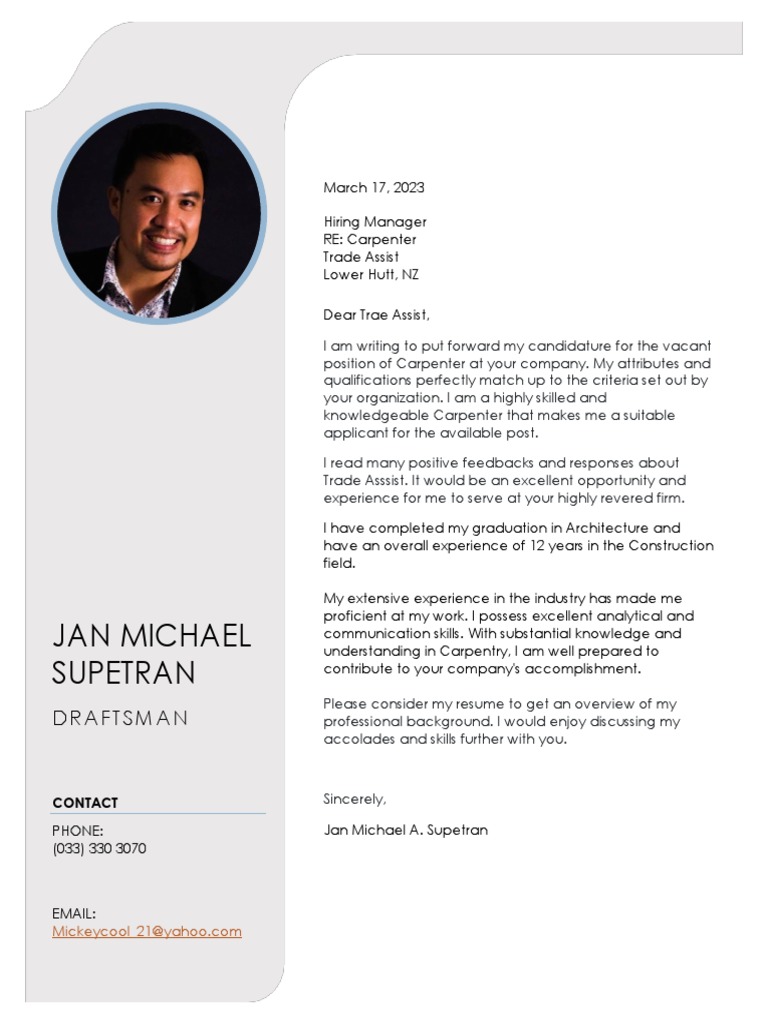Carpentry Cover Letter