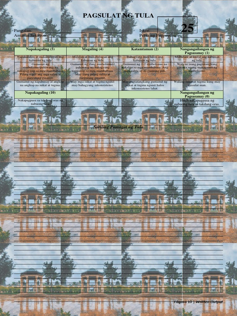 PAGSULAT NG TULA Plain | PDF
