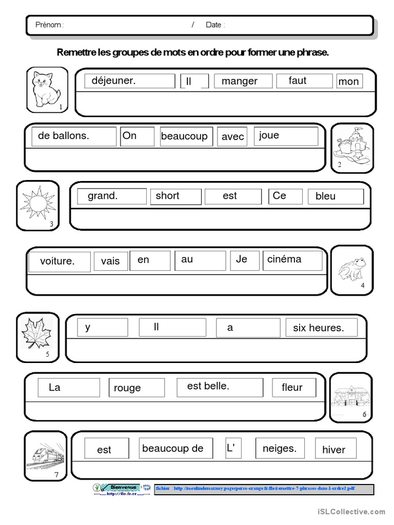 Remettre les phrases en ordre | PDF